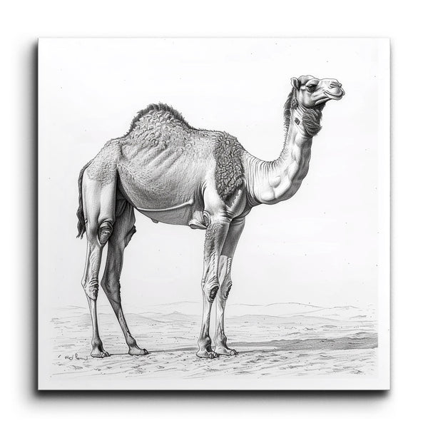 Exquisite Camel Tile Mural - Monochromatic Art Masterpiece